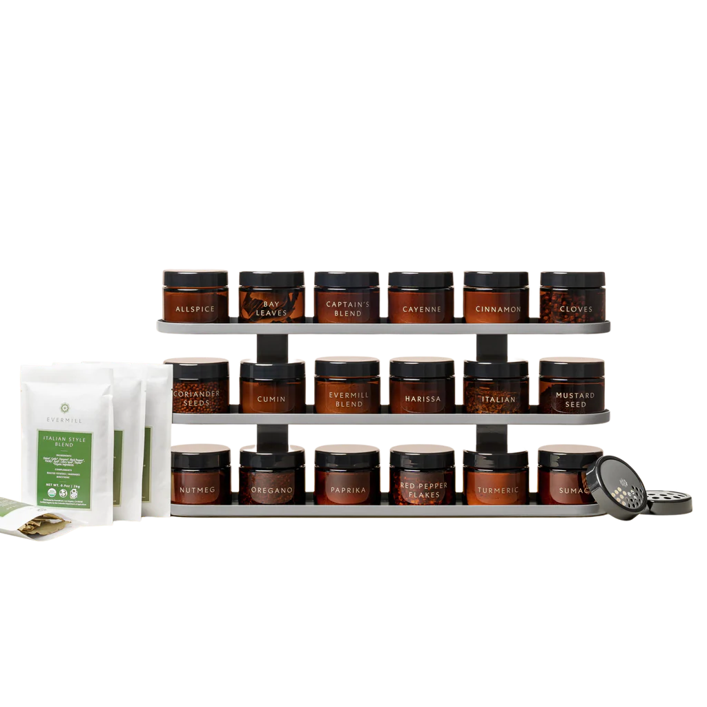 Evermill The Counter Top Rack Complete - 18 Spices in Gunmetal - Over ...