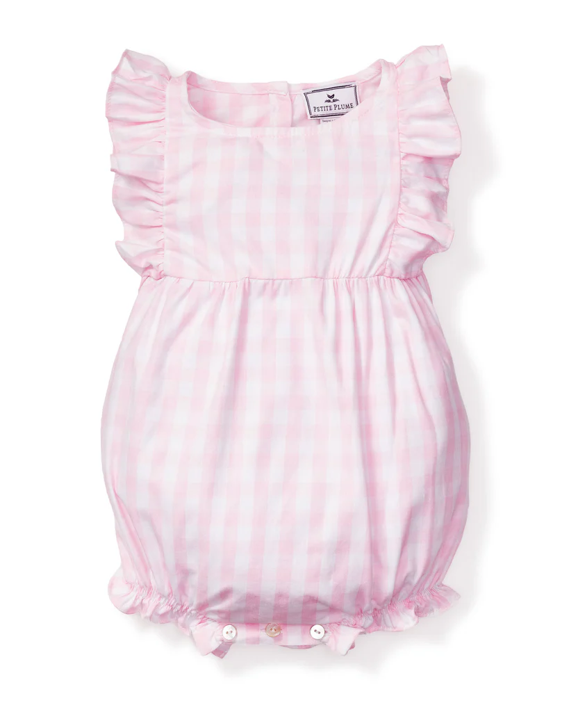 Petite Plume Pink Gingham Ruffled Romper - Over The Moon